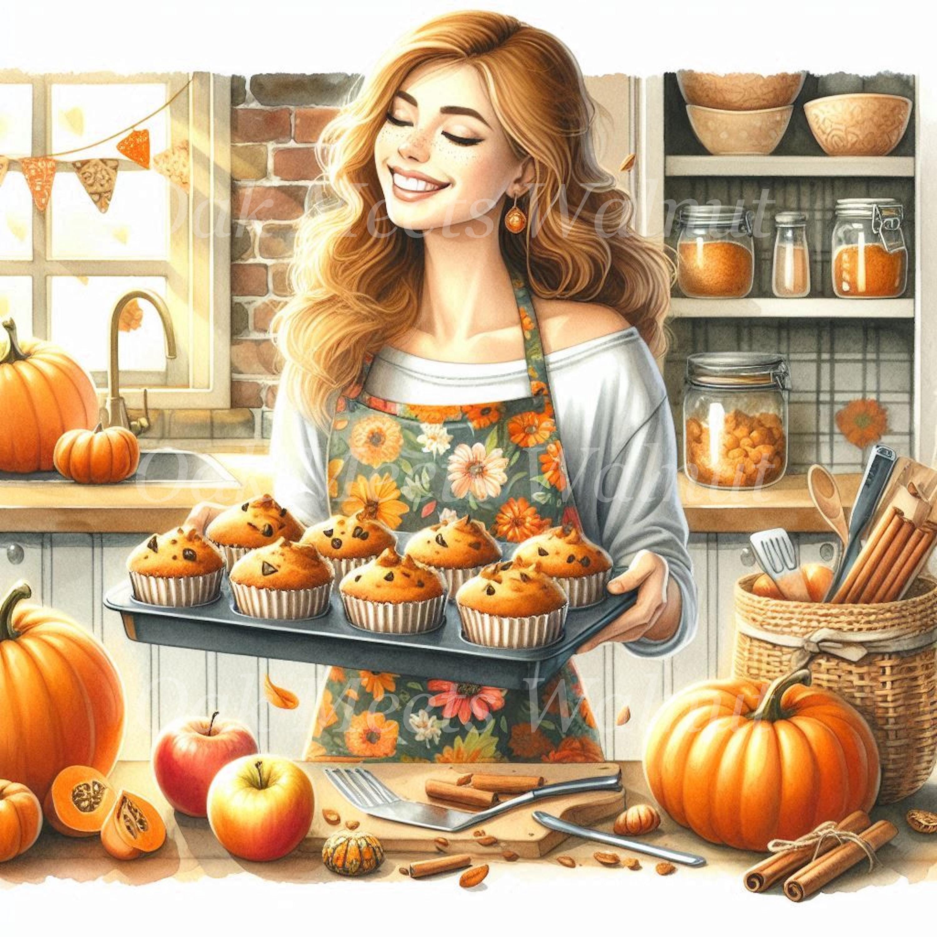 Autumn Baker Clipart Bundle: Watercolor Baking Illustrations (digital ...