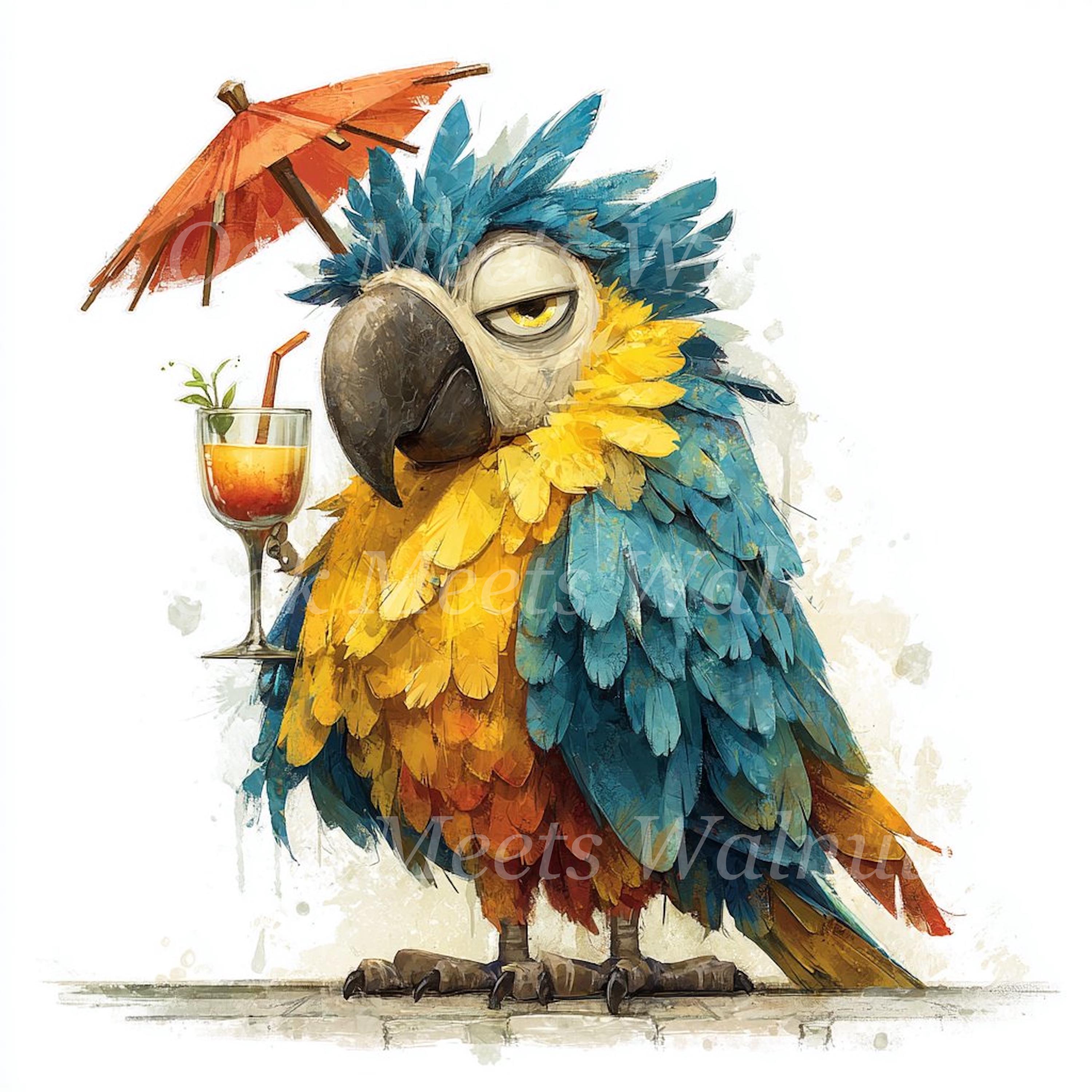 Watercolor Parrot Clipart Bundle: Tropical Vacation Art (digital ...