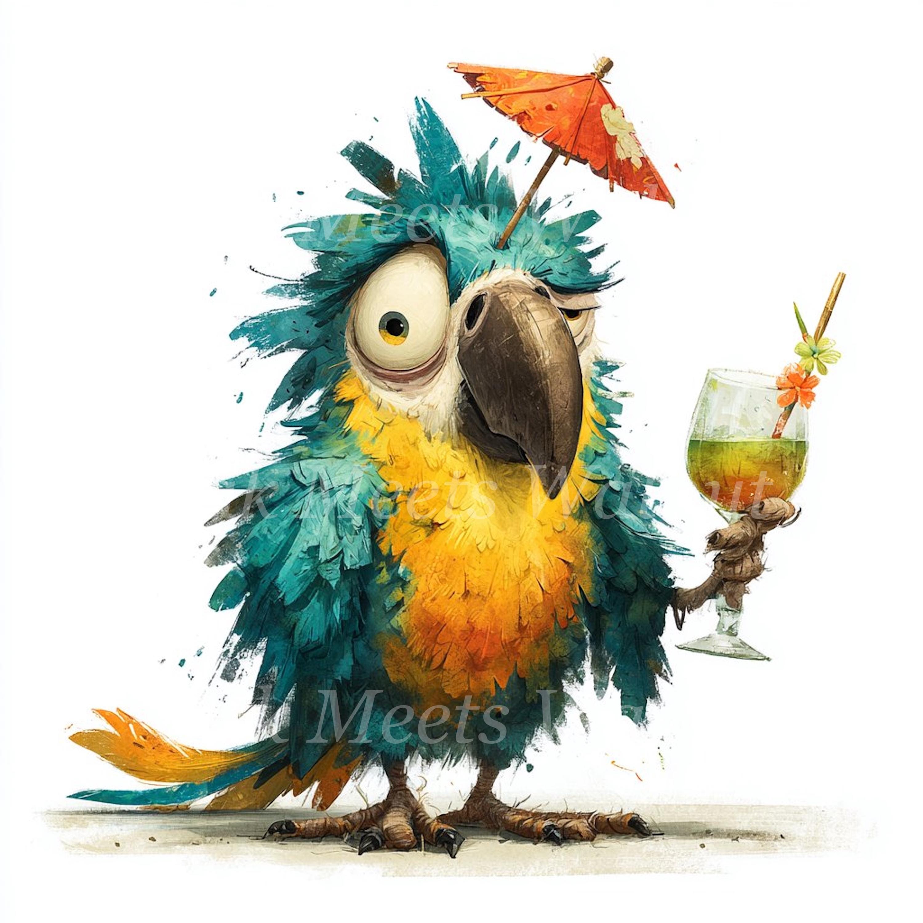 Watercolor Parrot Clipart Bundle: Tropical Vacation Art (digital ...