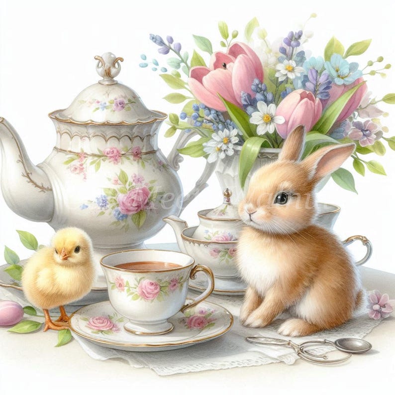 10 Easter Chick and Bunny Clipart Bundle- High Quality Jpgs ...