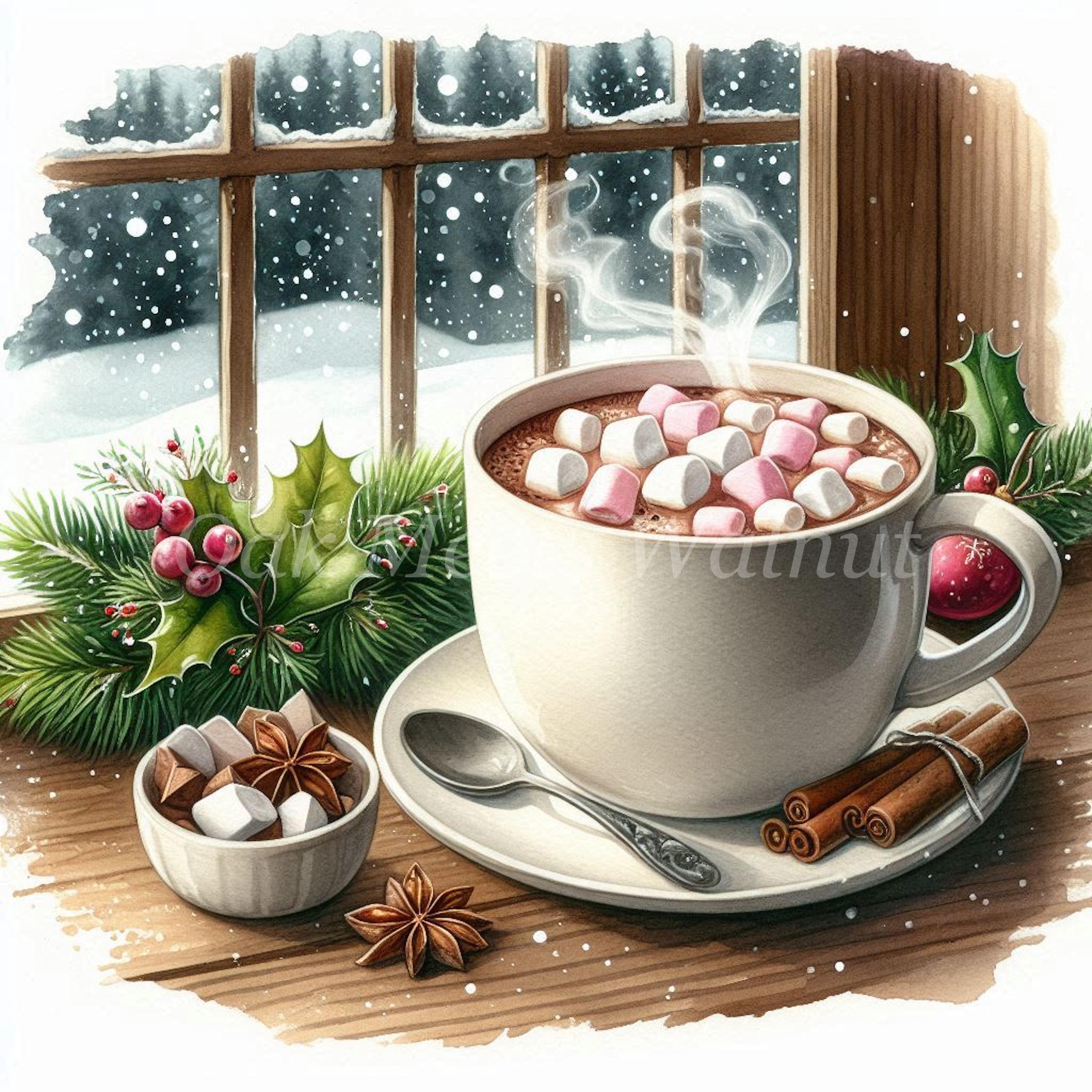 Cozy Steaming Hot Cocoa Clipart Bundle 10 High Quality Jpgs, Digital ...