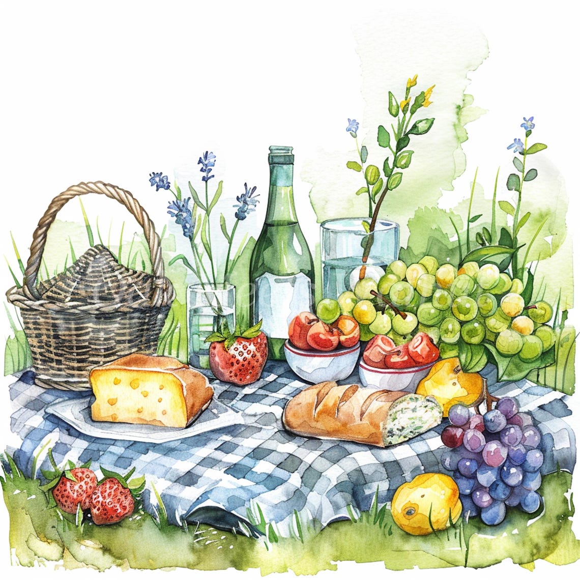 Watercolor Spring Picnic Clipart Bundle (digital Download) - Etsy