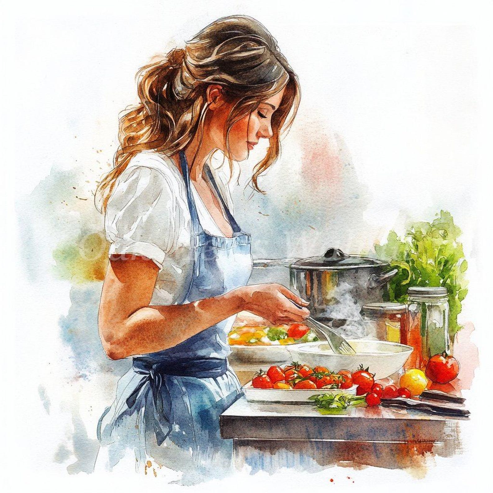 Woman Cooking Watercolor Clipart Bundle (digital Download) - Etsy