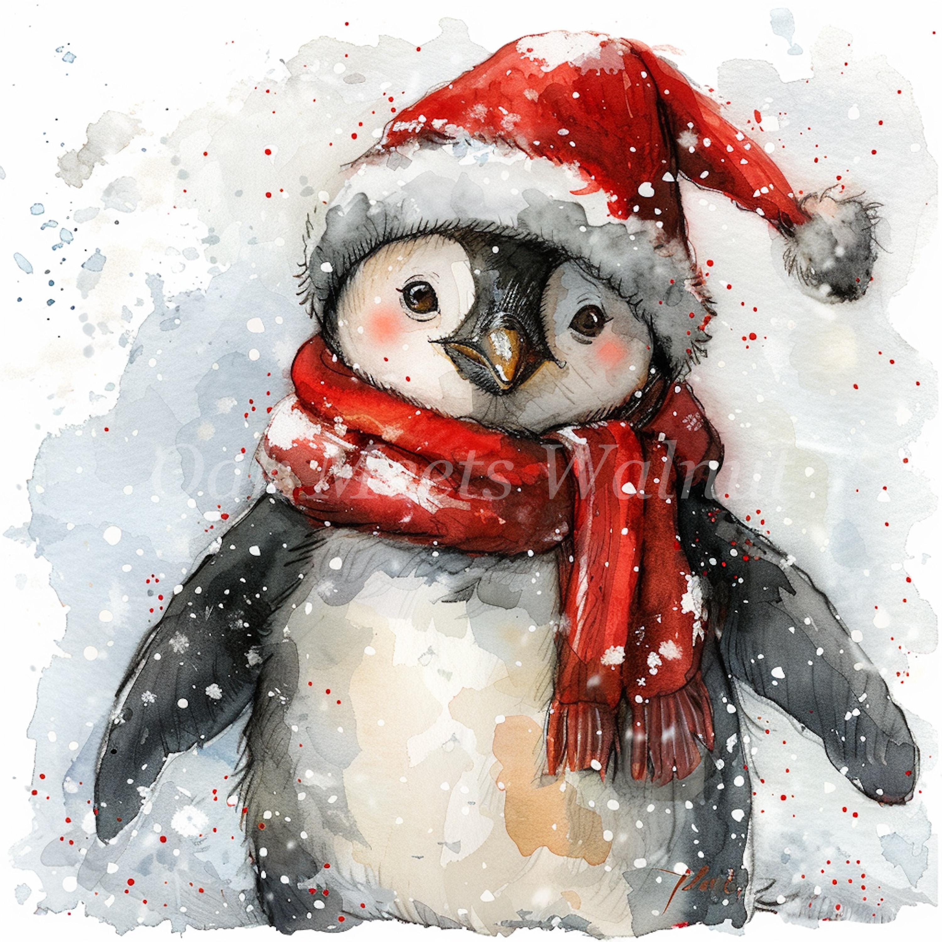 Christmas Penguin Watercolor Clipart Bundle: Holiday JPG Images ...