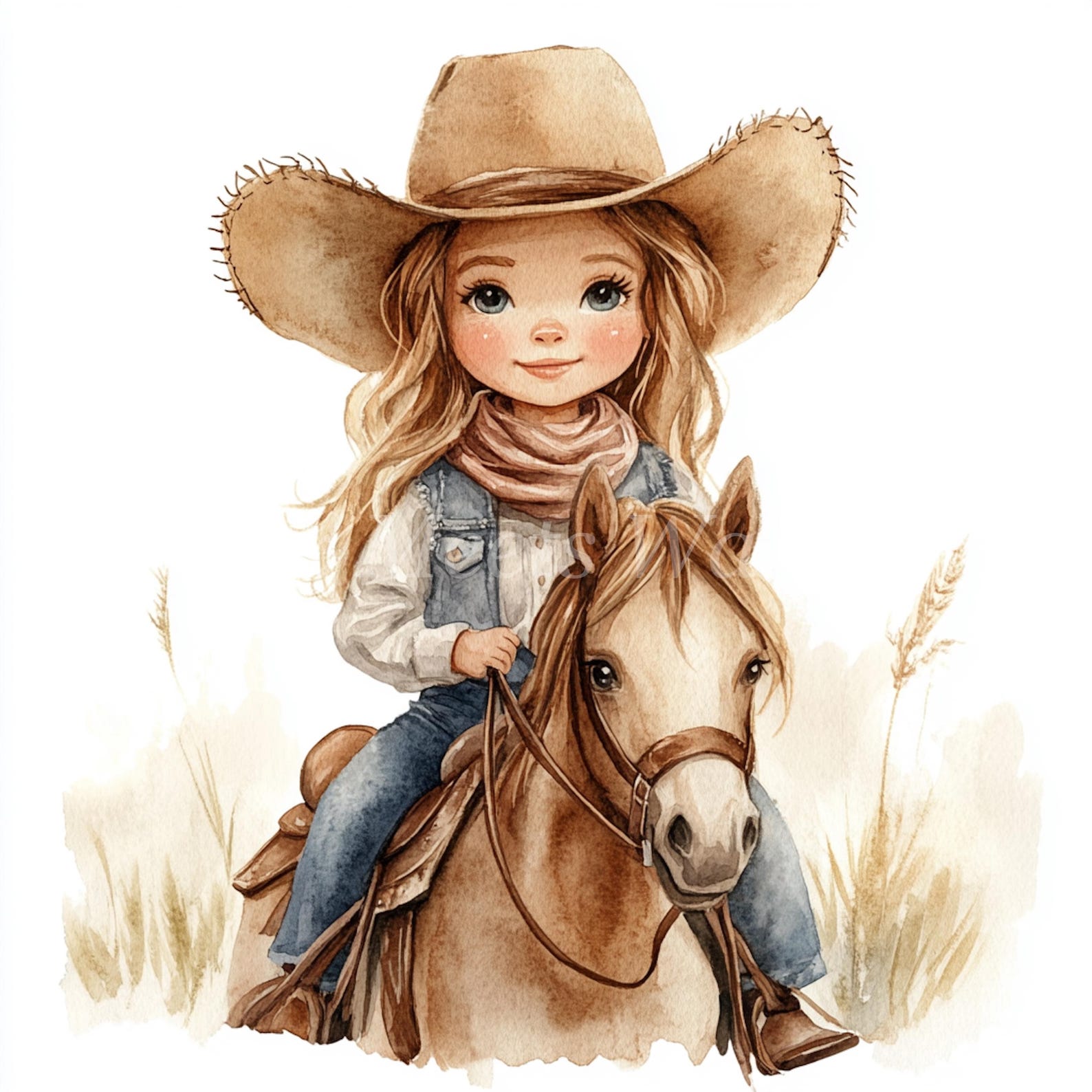 Cute Cowgirl Clipart Bundle- 10 High Quality Watercolor Jpgs, Printable ...