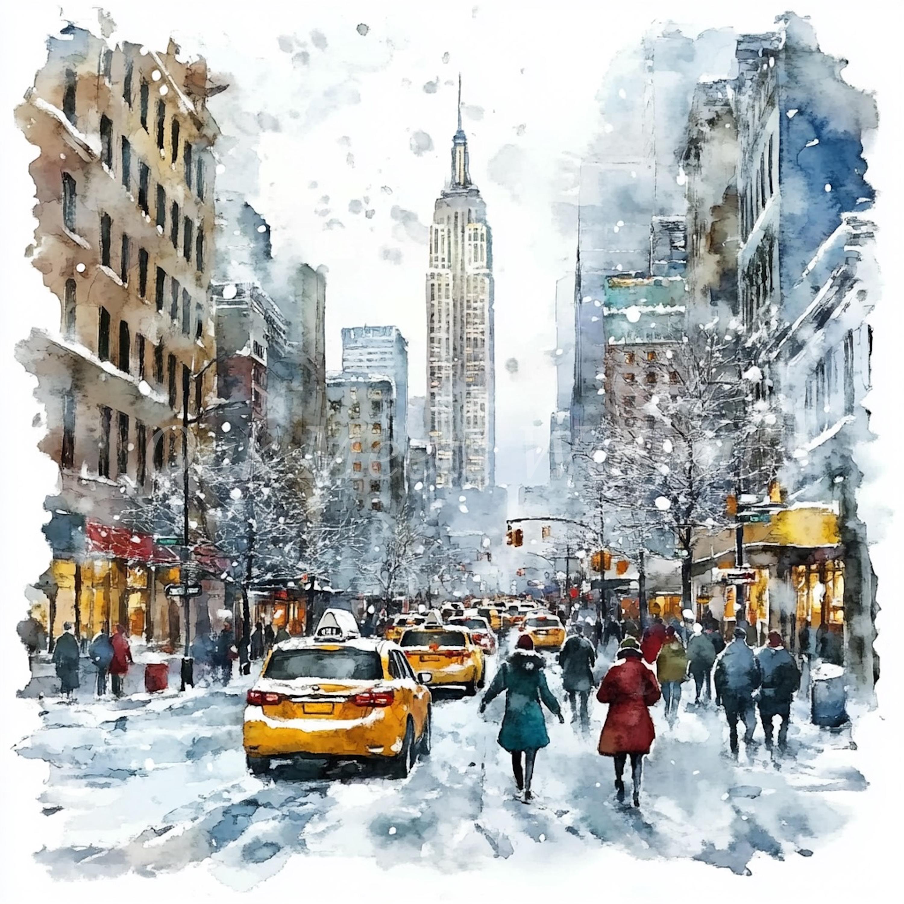 Christmas in New York Watercolor Clipart Bundle (digital Download) - Etsy