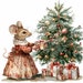 Christmas Mouse in Vintage Dress Clipart Bundle 10 High Quality ...