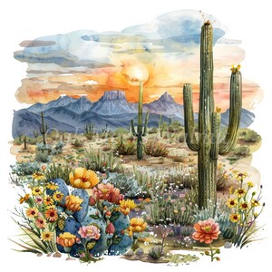 Watercolor Desert Landscape Clipart Bundle (digital Download) - Etsy