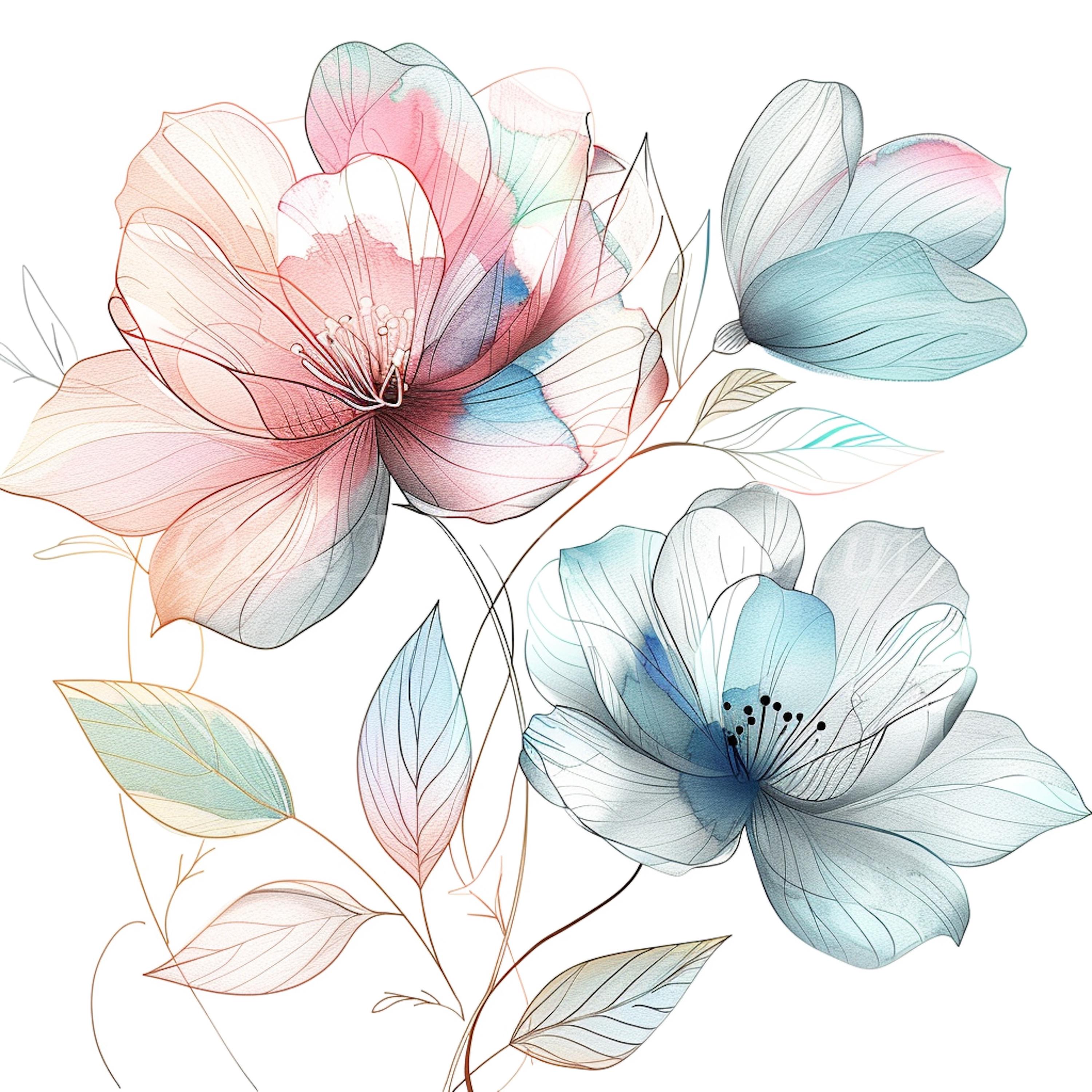 Abstract Pastel Flowers Clipart Bundle 10 High Quality Watercolor Jpgs ...