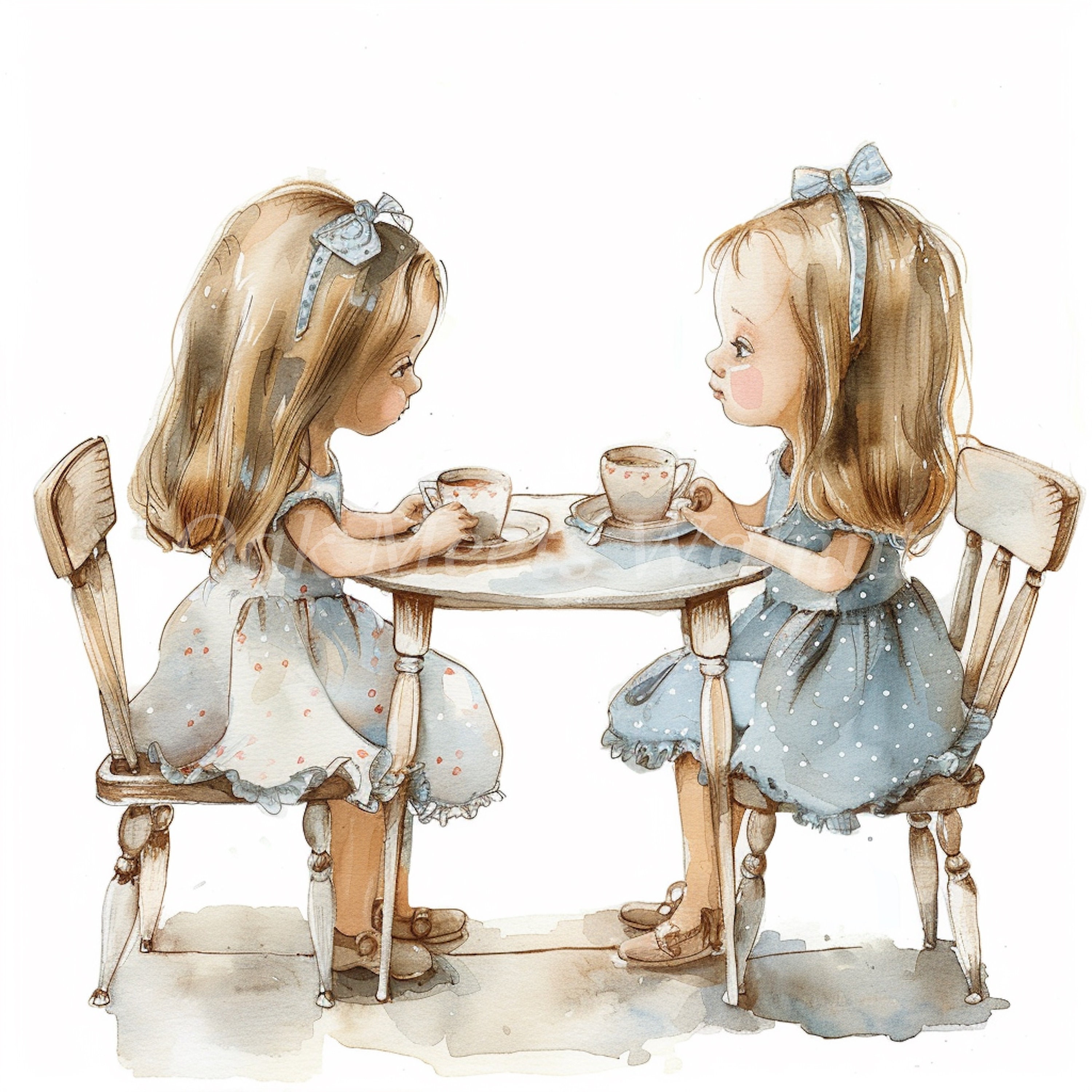 Girl Tea Party Clipart Bundle- 10 High Quality Watercolor Jpgs ...