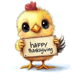 Thanksgiving Baby Chicken Clipart Bundle: Watercolor Jpgs (digital ...