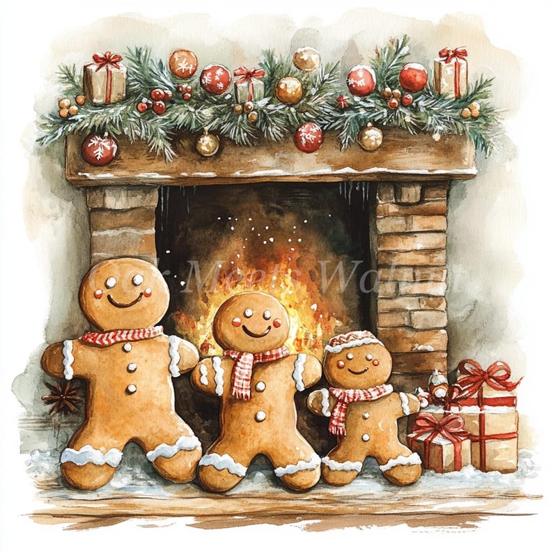 Gingerbread Family Watercolor Clipart Bundle (digital Download) - Etsy