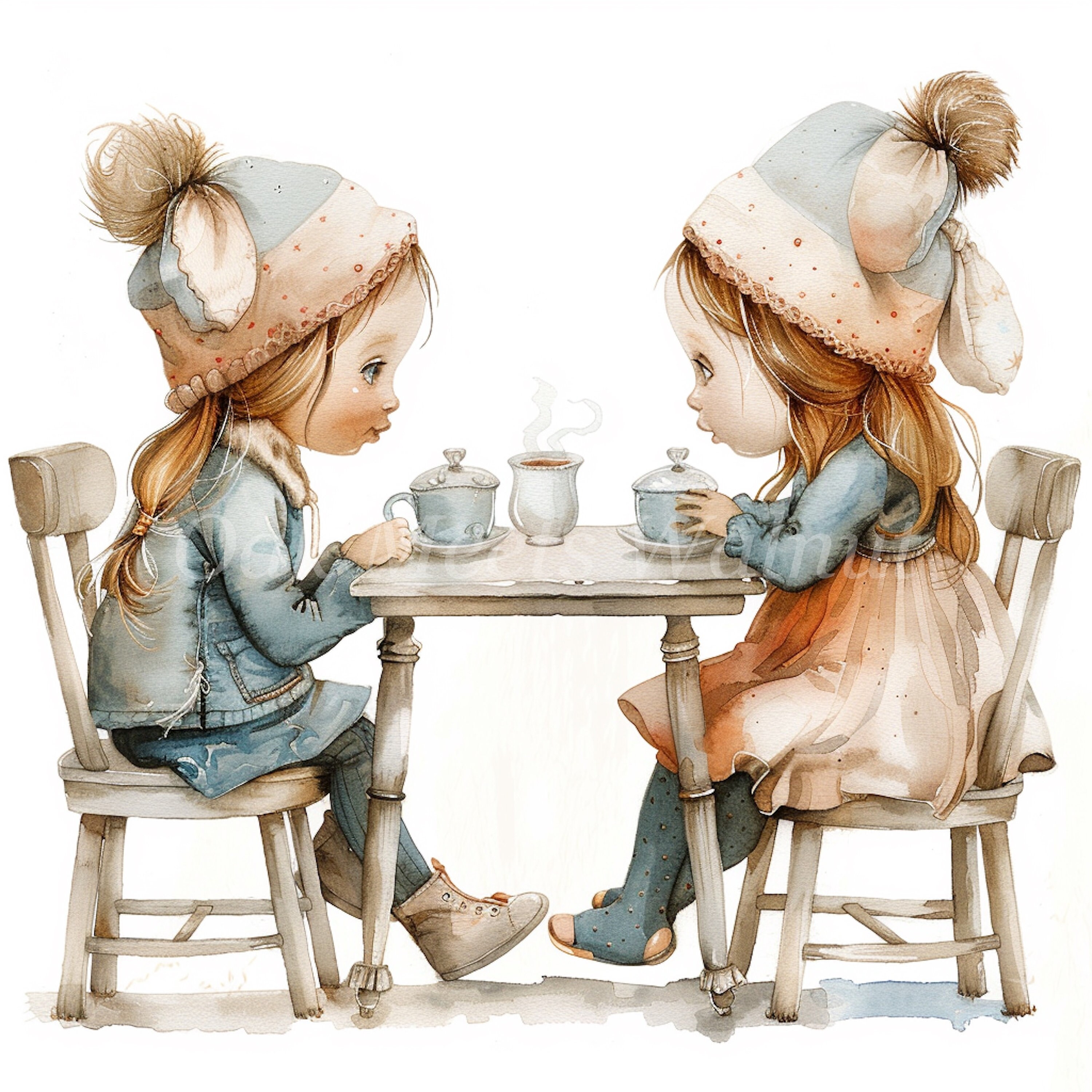 Girl Tea Party Clipart Bundle- 10 High Quality Watercolor Jpgs ...