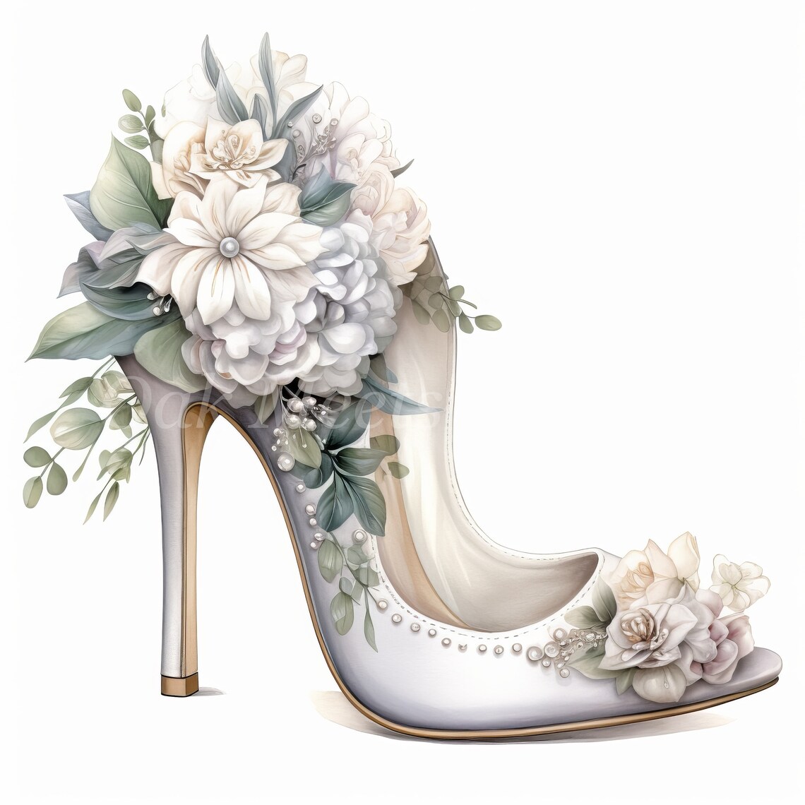 Floral Prom Shoes Clipart Bundle 10 High Quality Watercolor Jpgs ...