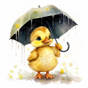 Watercolor Duckling in Rain Clipart Bundle (digital Download) - Etsy