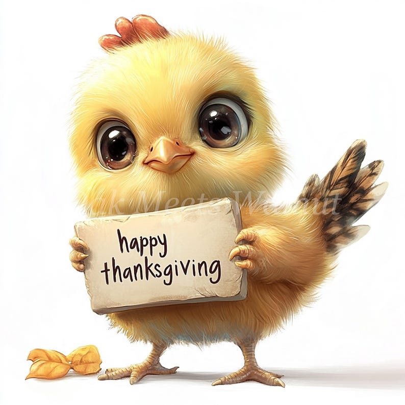 Thanksgiving Baby Chicken Clipart Bundle: Watercolor Jpgs (digital ...