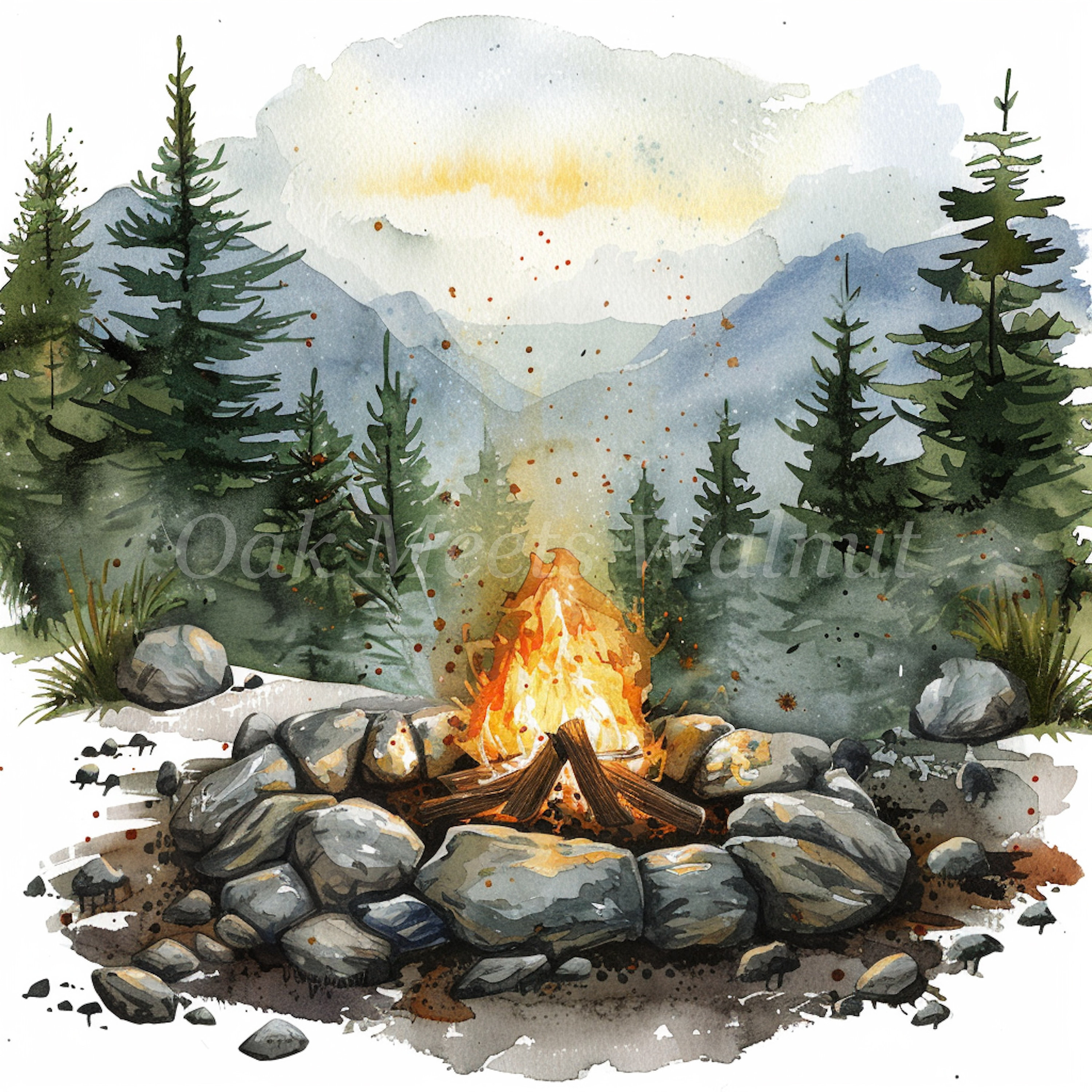Bonfire & Campfire Clipart Bundle 10 High Quality Watercolor Jpgs ...