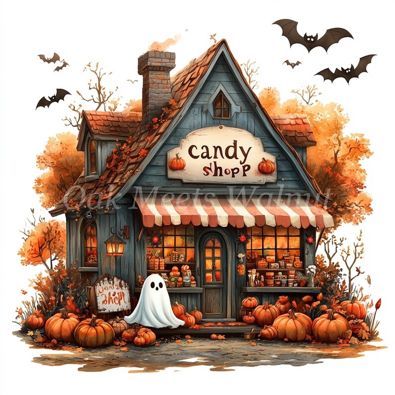 Halloween Candy Shop Clipart: Watercolor JPG Bundle (digital Download ...