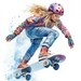Skater Girl Clipart Bundle- 10 High Quality Watercolor Jpgs, Moody ...