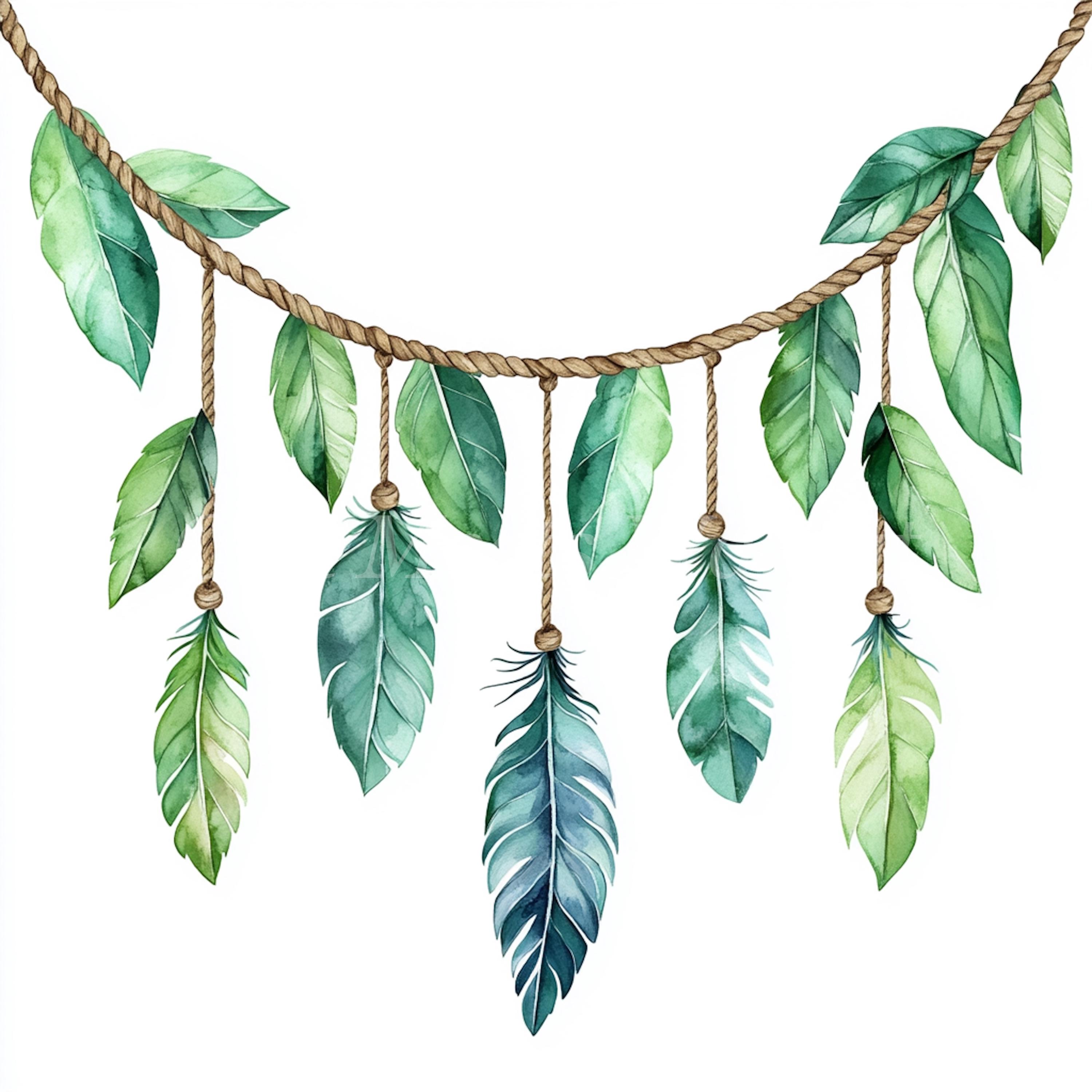 Boho Leaves Decor Clipart Bundle 10 High Quality Watercolor Jpgs ...