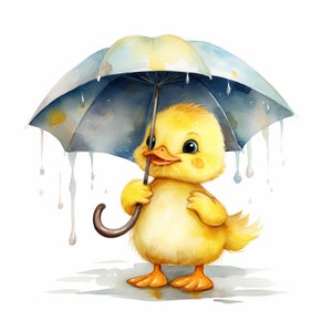 Watercolor Duckling in Rain Clipart Bundle (digital Download) - Etsy