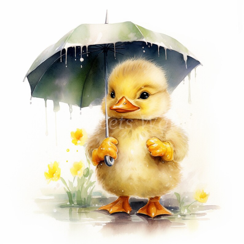 Watercolor Duckling in Rain Clipart Bundle (digital Download) - Etsy