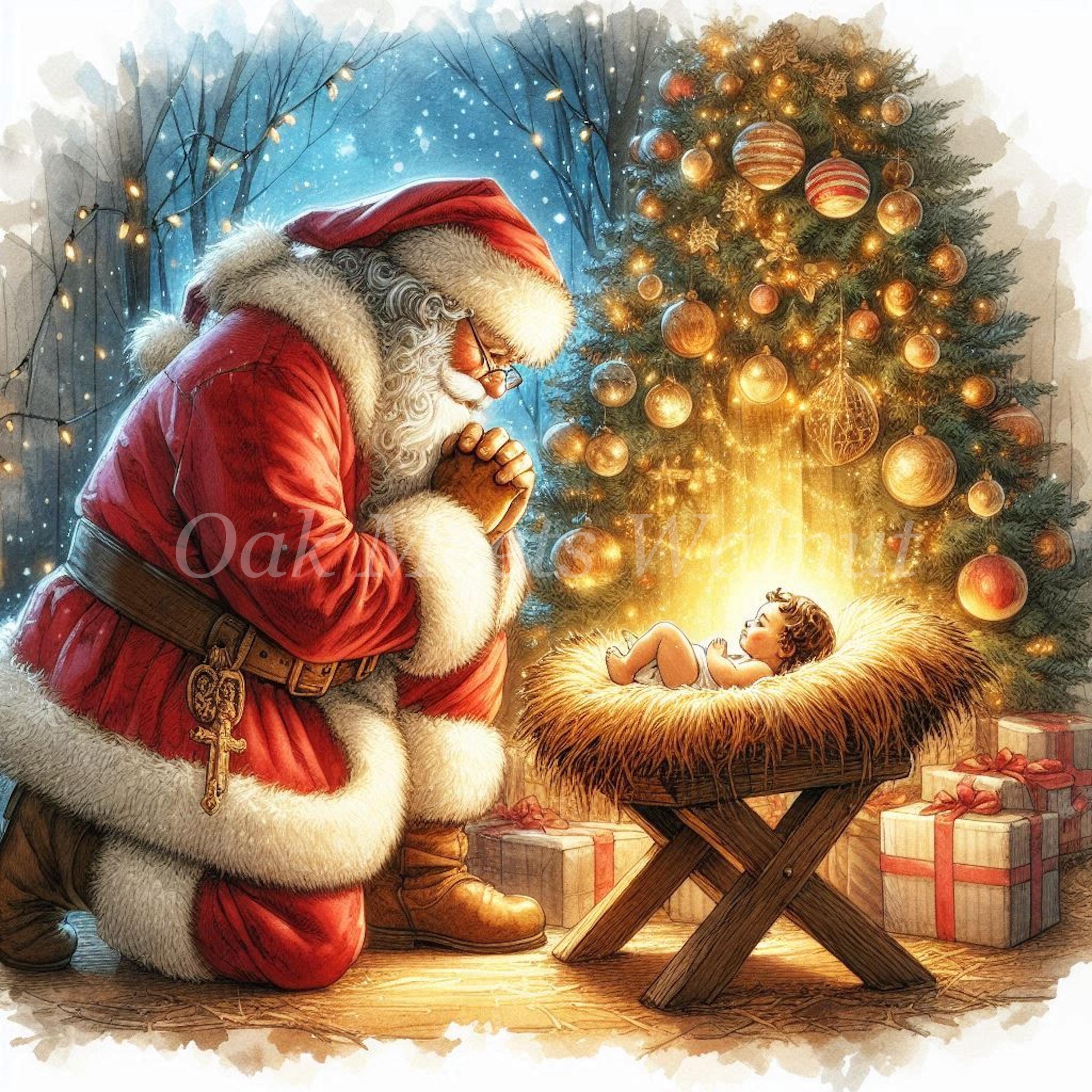 Santa Praying Watercolor Clipart Bundle: Christmas Scrapbook Graphics ...