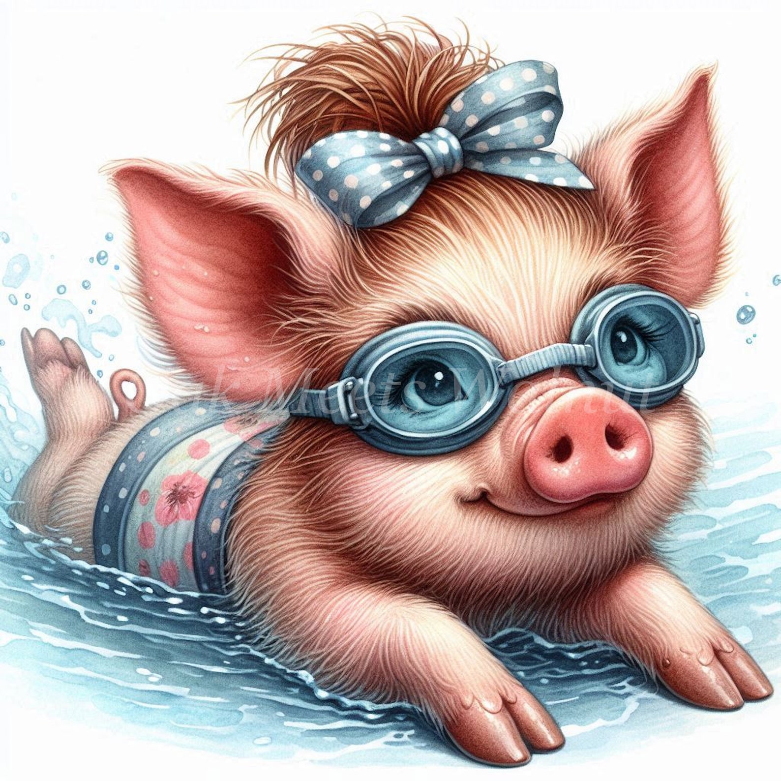 Pig Swimming Watercolor Clipart Bundle (digital Download) - Etsy