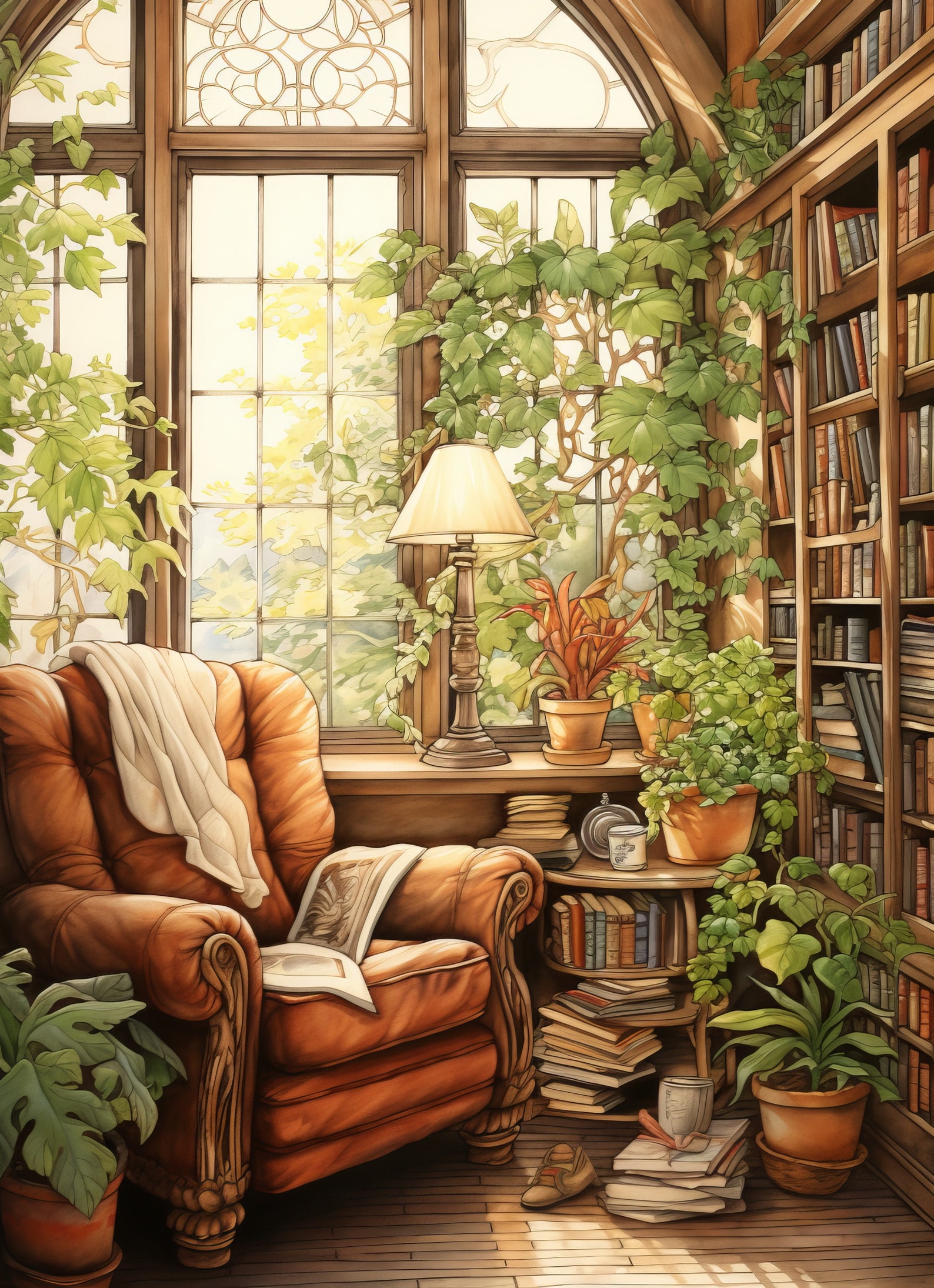 Bay Window Reading Nook Clipart Bundle 10 High Res Watercolor Jpgs for ...