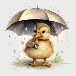 Watercolor Duckling in Rain Clipart Bundle (digital Download) - Etsy