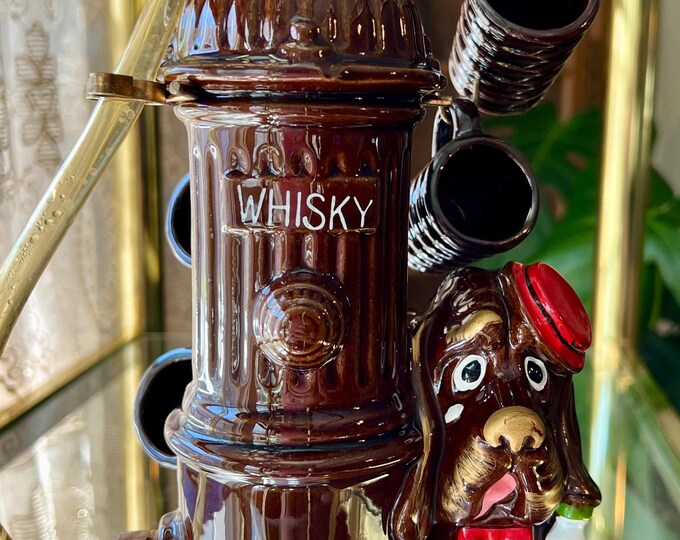 Vintage Ceramic Fire Hydrant Whiskey Decanter With Dog & Shot Mugs - Etsy