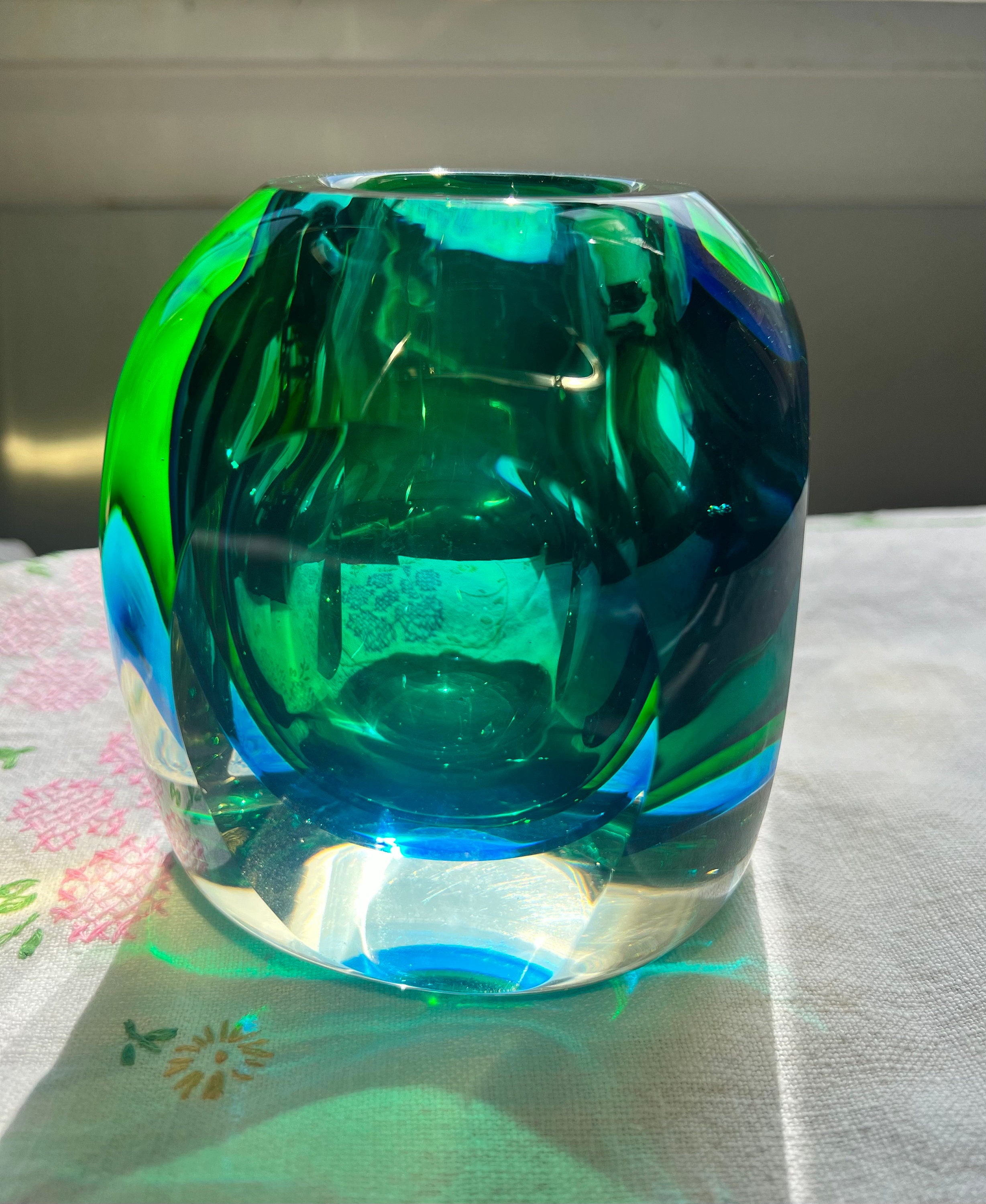 1960's Murano sommerso Blue-green Italian Glass Bud Vase - Etsy