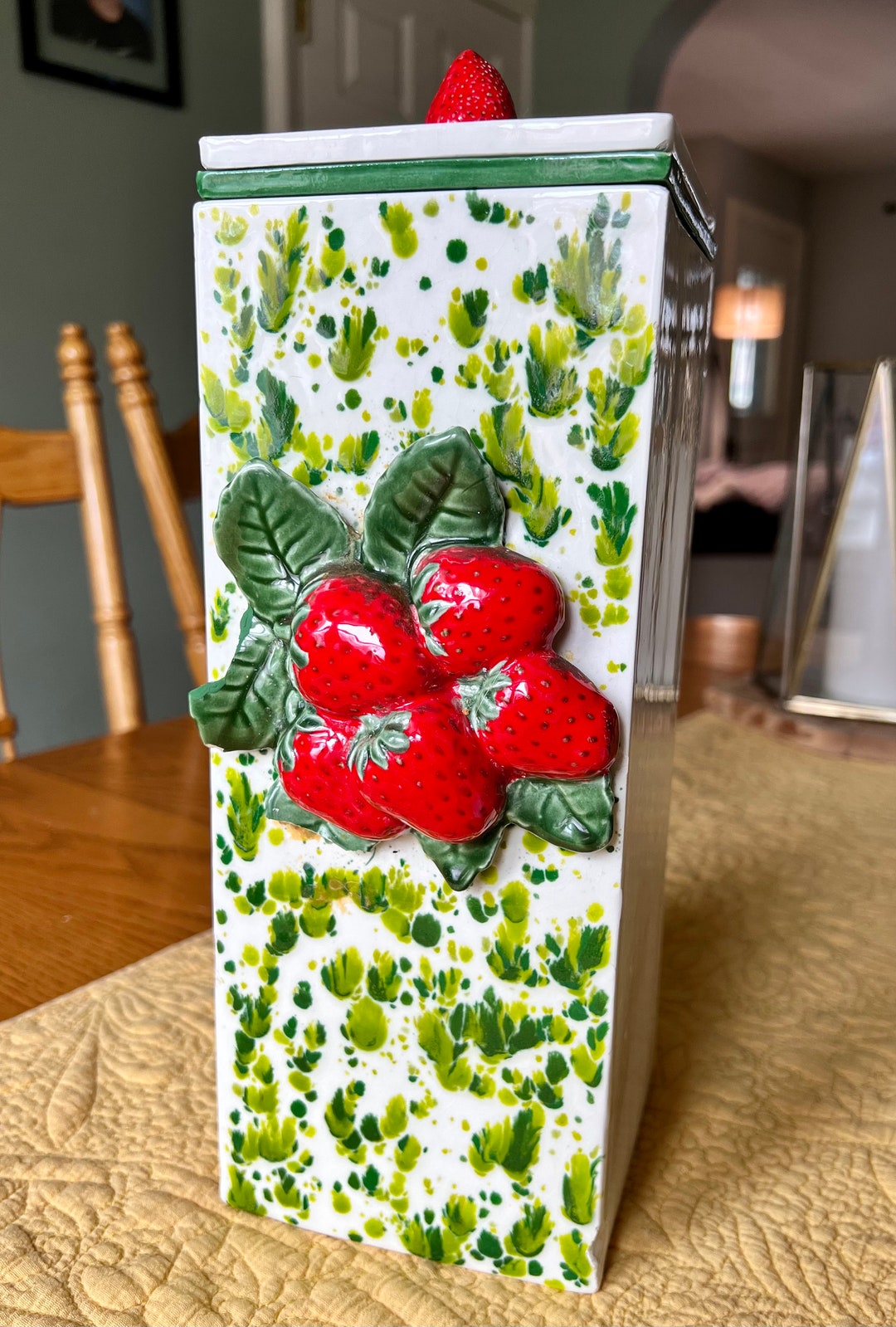Vintage Ceramic Strawberry Canister - Etsy