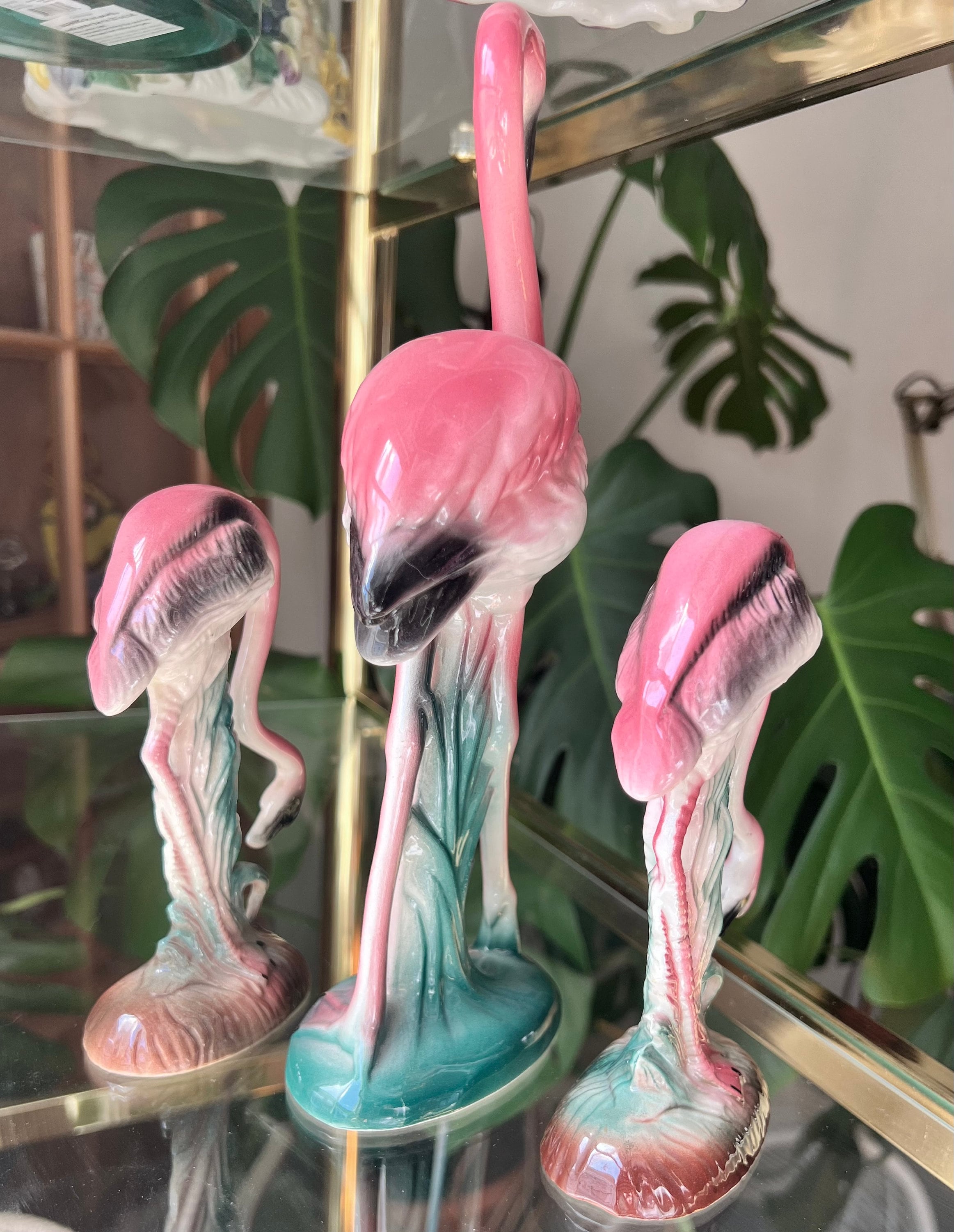 Set of 3 1940's MCM Pink Flamingo Figures - Etsy