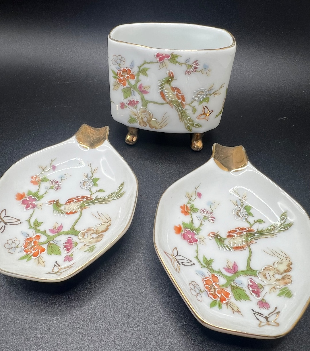 1950's Lefton's Three Piece Porcelain Cigarette/match/toothpick/trinket ...