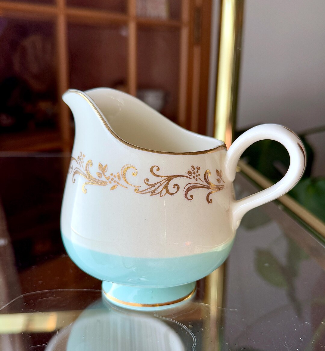 Vintage Homer Laughlin Lifetime China Blue White Gold Crown Creamer - Etsy