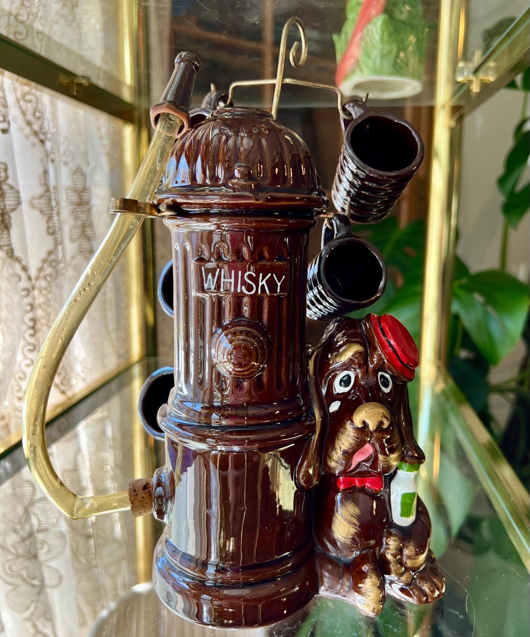 Vintage Ceramic Fire Hydrant Whiskey Decanter With Dog & Shot Mugs - Etsy