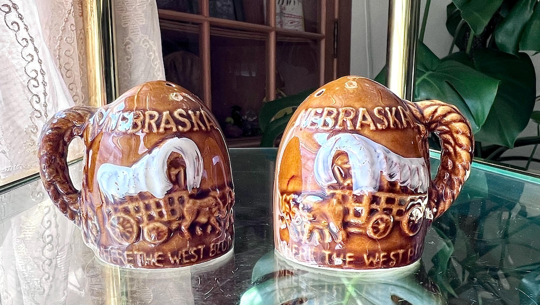 Vintage Ceramic Nebraska Pioneer Souviner Salt & Pepper Shakers - Etsy