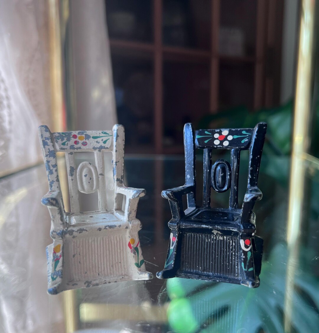 Vintage Cast Iron Rocking Chairs Black White Salt & Pepper Shakers - Etsy