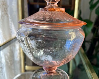 Anchor Hocking Pink Depression Glass Princess Pattern Candy Dish ...