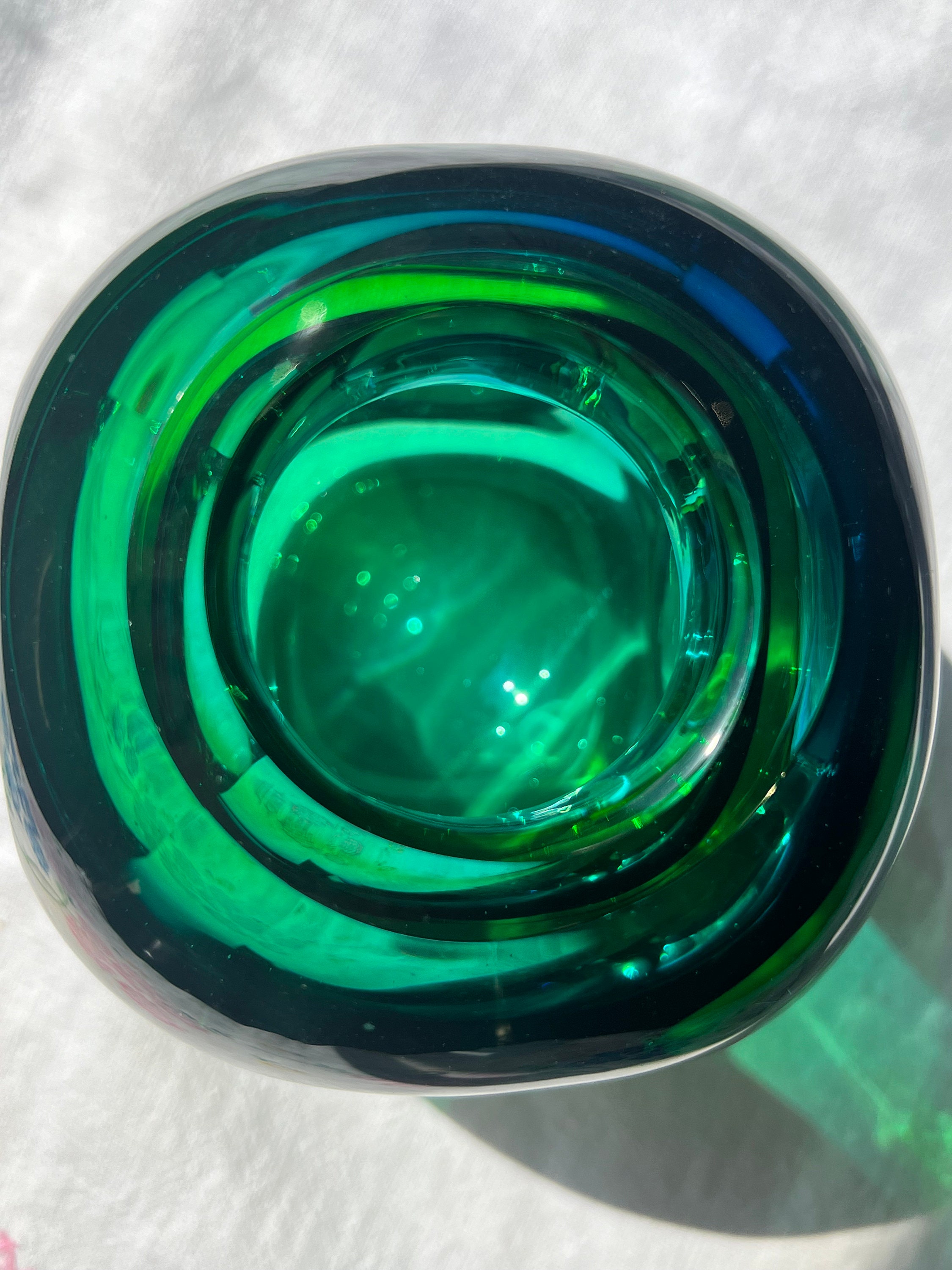 1960's Murano sommerso Blue-green Italian Glass Bud Vase - Etsy