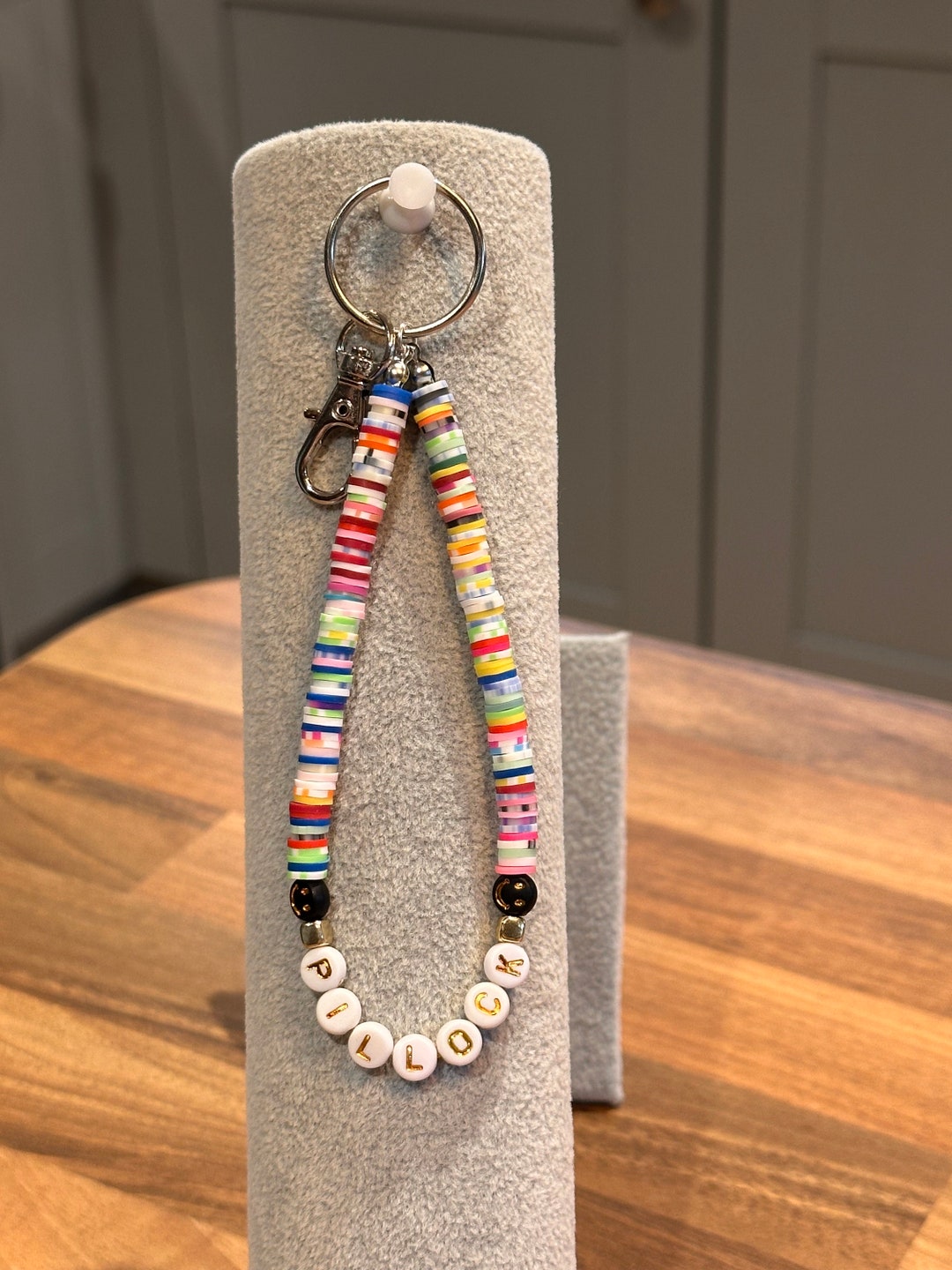 Unique Handmade Keychain With Heishi Beads Wordy Pillock - Etsy