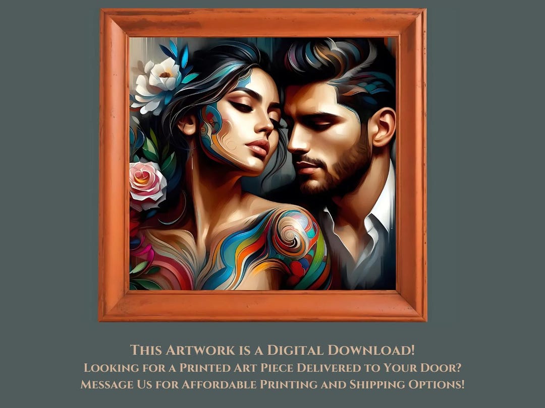 Embrace of Colors: A Romantic Portrait of Love and Artistry[a Digital ...