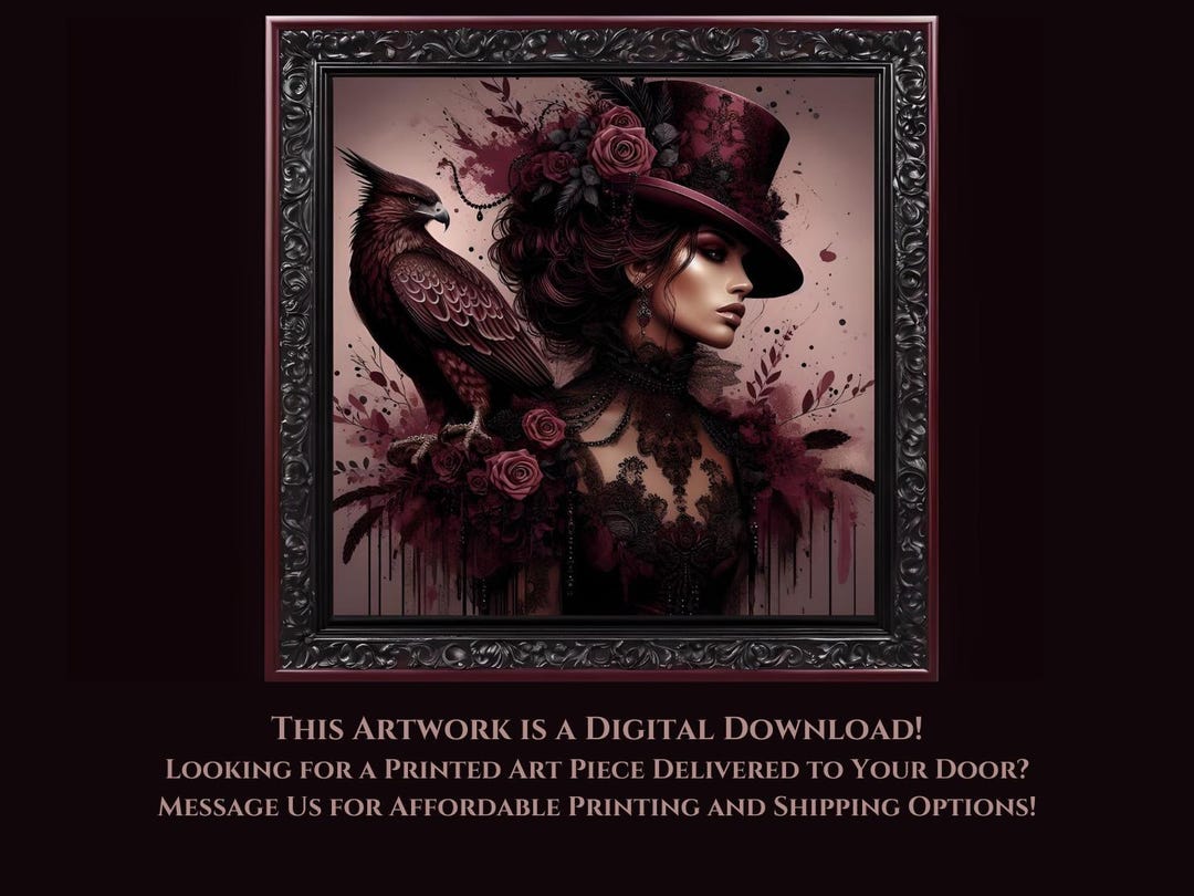 Dark Elegance: Latina Woman With Bird and Roses, Gothic Digital Arta ...