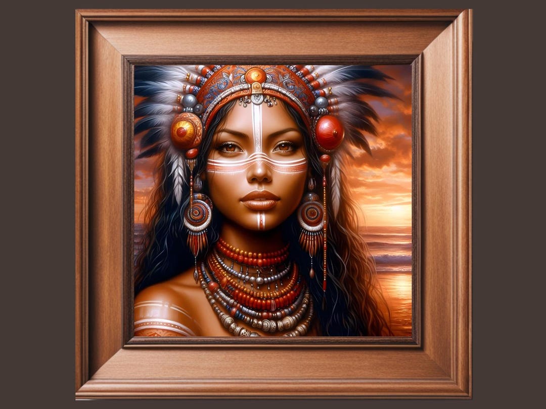 Adigital Download Stunning Taíno Indian Woman Portrait at Sunset - Etsy