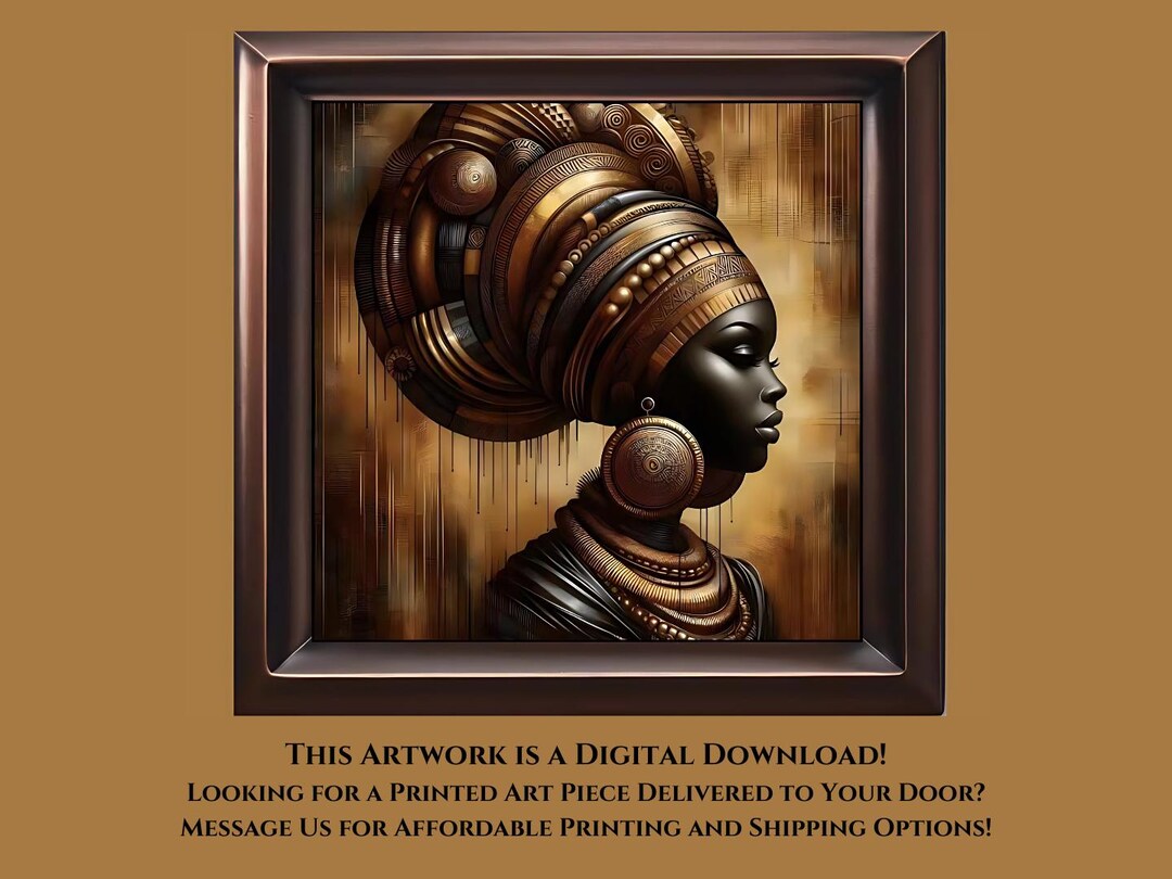 Empowering African Queen: Gold-toned Digital Art[a Digital Download] - Etsy