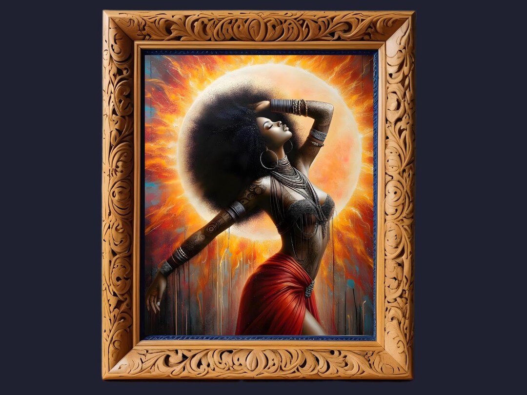 Radiant Afro Goddess Embracing the Sun - Etsy