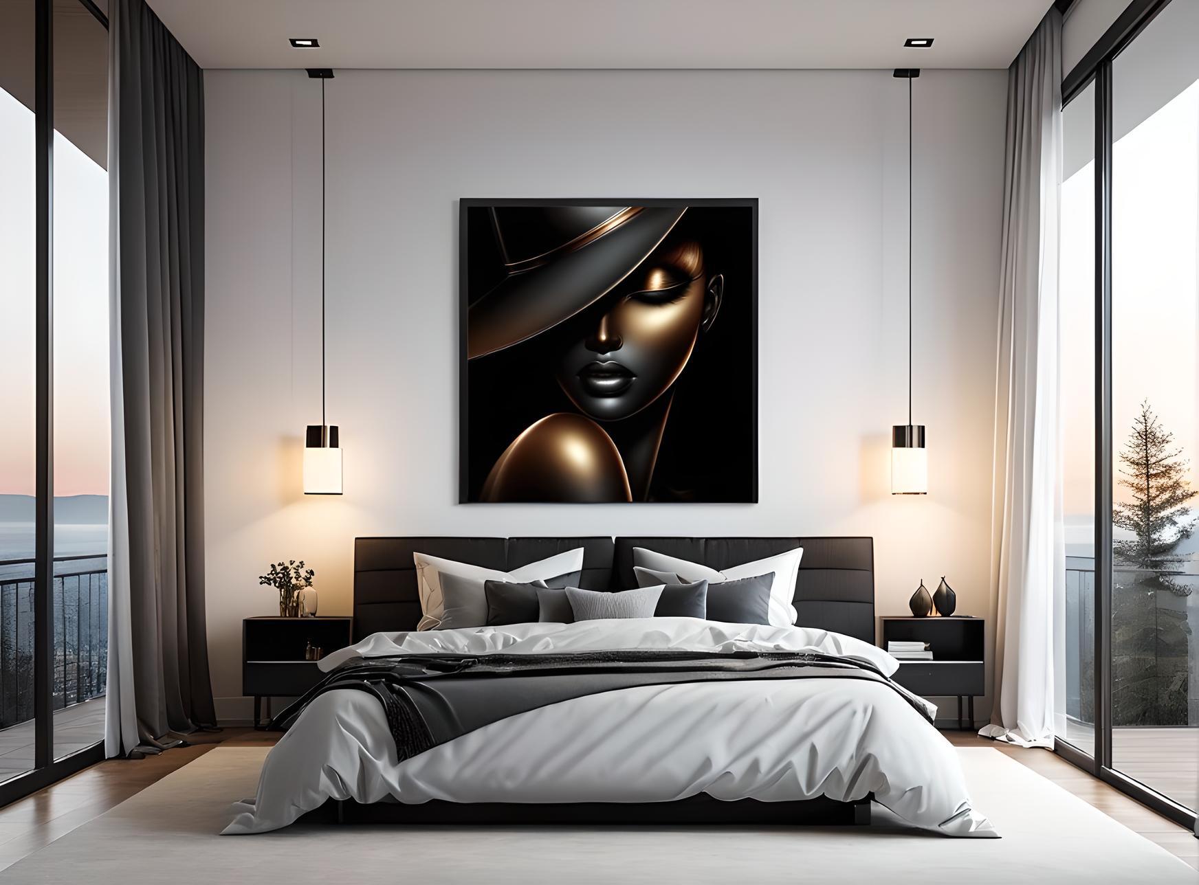 Grace and Shadow: Metallic Portrait for Home Decor - Etsy