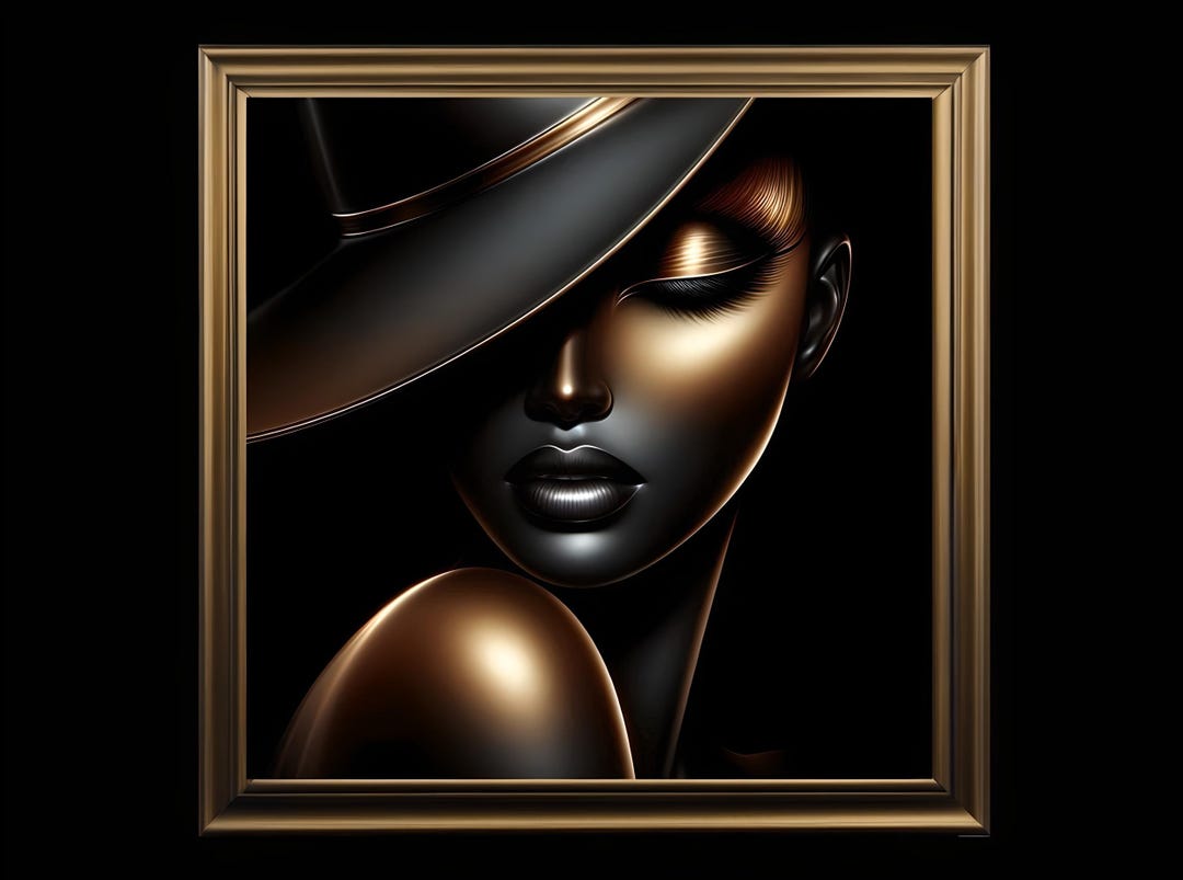 Grace and Shadow: Metallic Portrait for Home Decor - Etsy