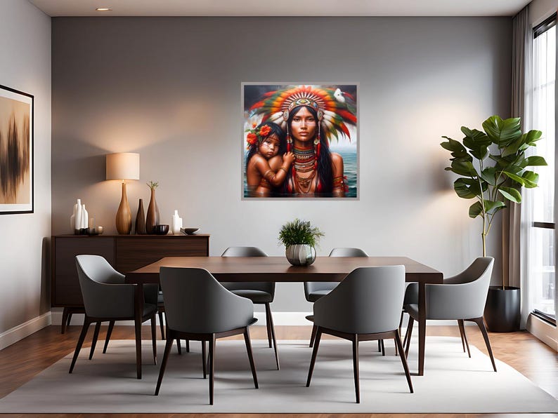 Taino Mother and Child in Traditional Headdress[a Digital Download] - Etsy